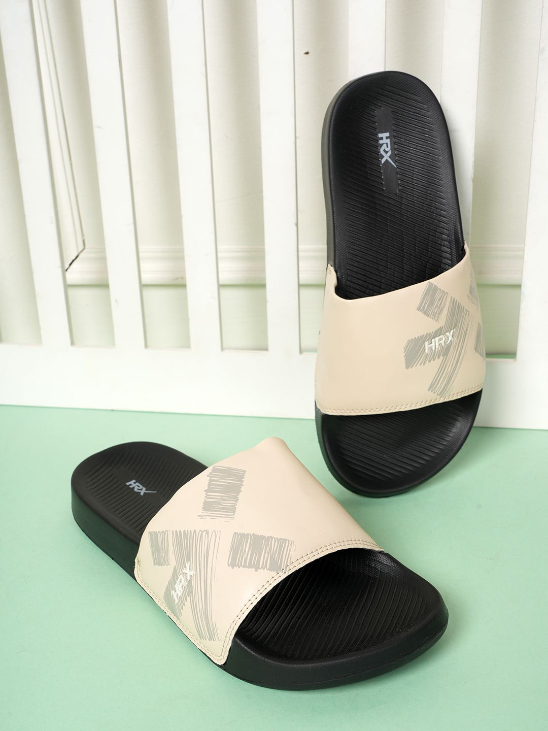 Buy HRX By Hrithik Roshan Unisex Synthetic Printed Sliders - Flip Flops ...