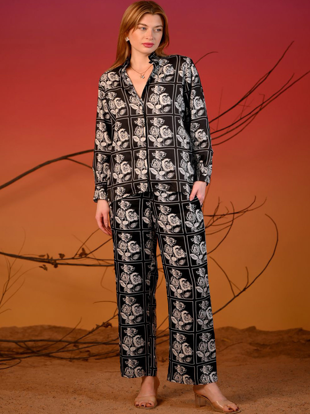 Buy Antimony Printed Long Sleeves Shirt With Trouser - Co Ords for ...