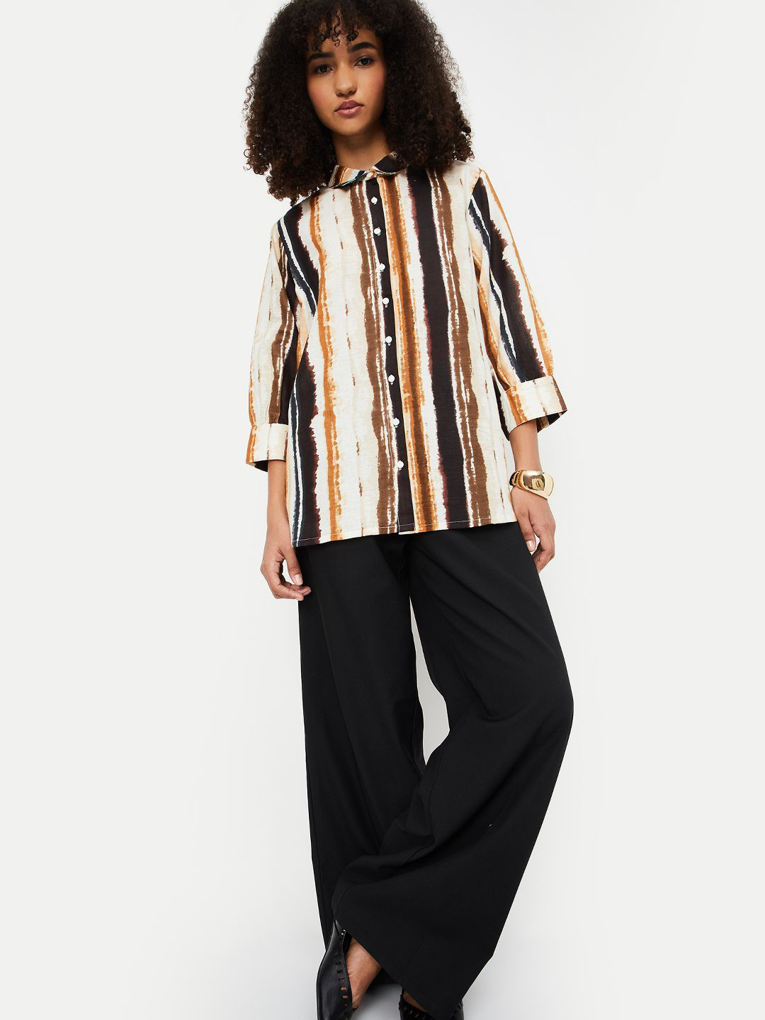 Buy Max Women Shirt Collar Striped Tunic - Tunics for Women 33248380 ...