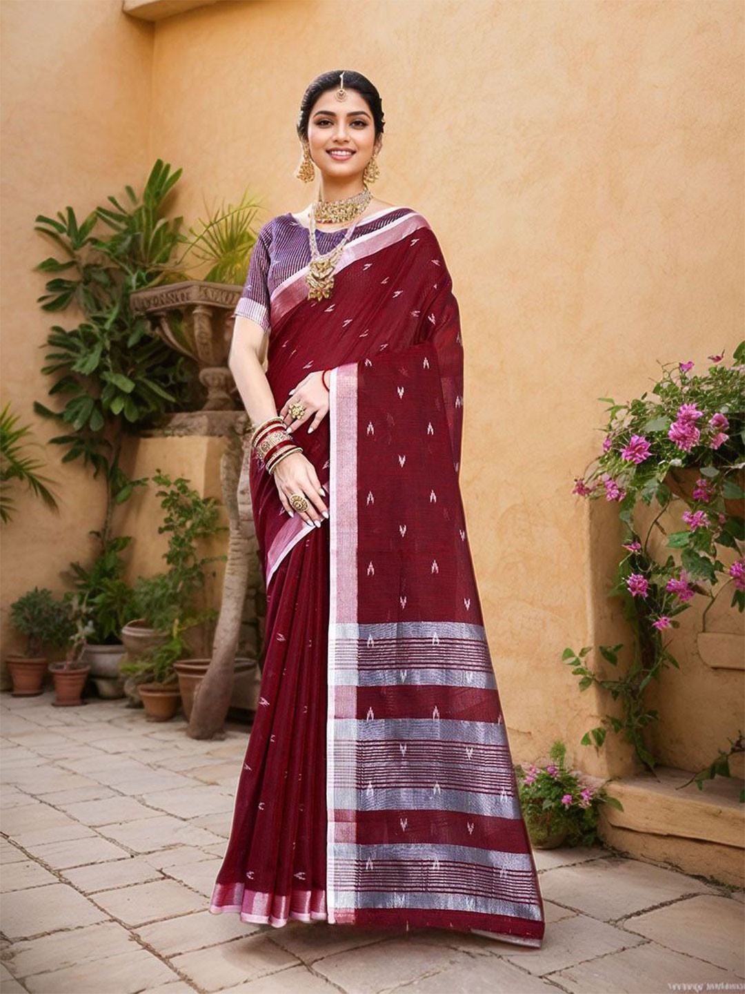 Buy Anouk Rustic Ethnic Motifs Woven Design Zari Saree - Sarees for ...