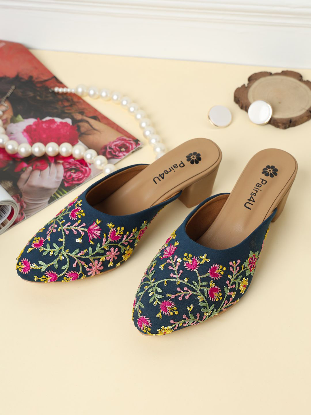 Buy Pairs4U Embellished Ethnic Platform Mules - Heels for Women ...