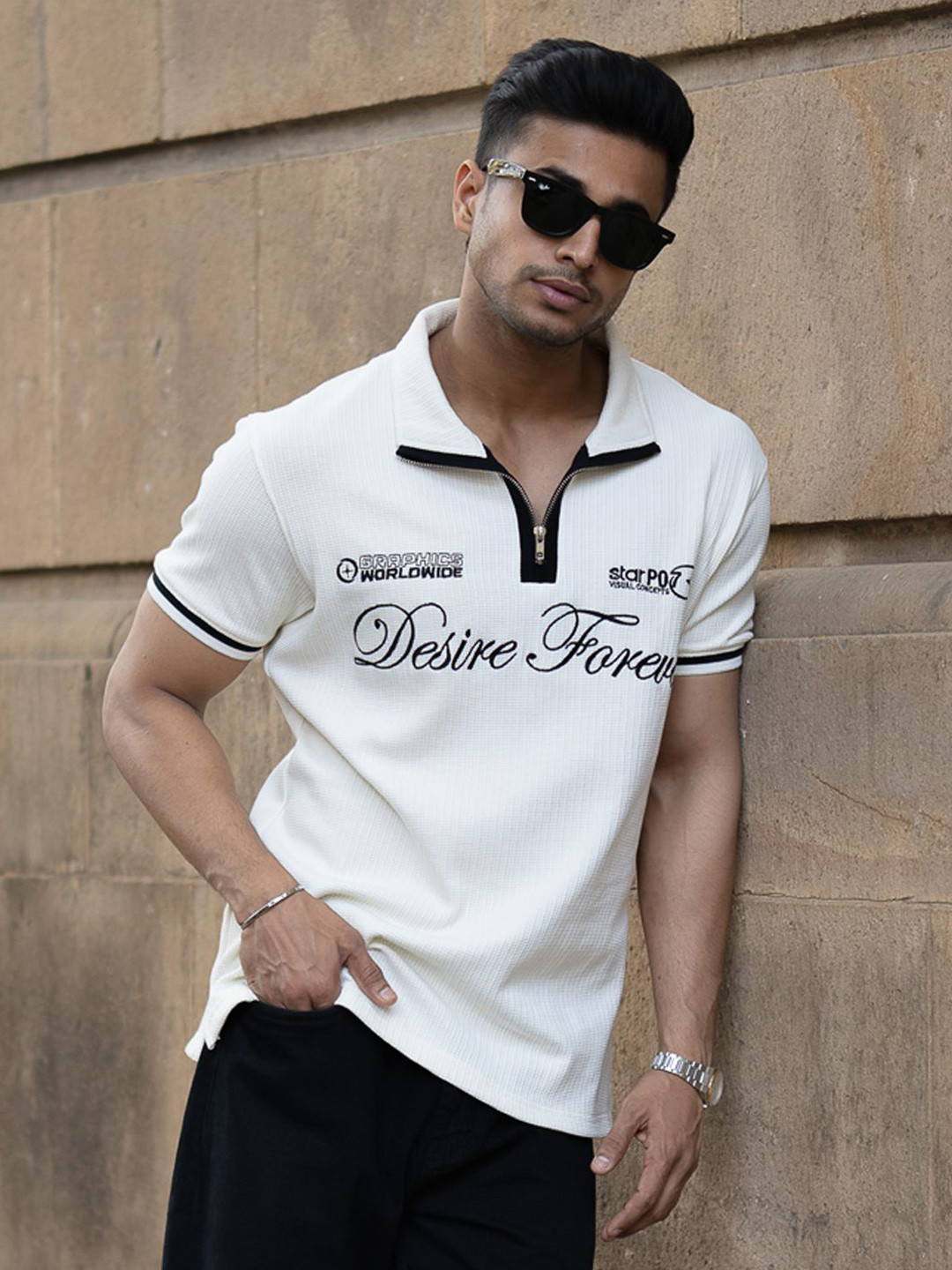 Buy Powerlook Men Typography Printed Polo Collar T Shirt - Tshirts for ...