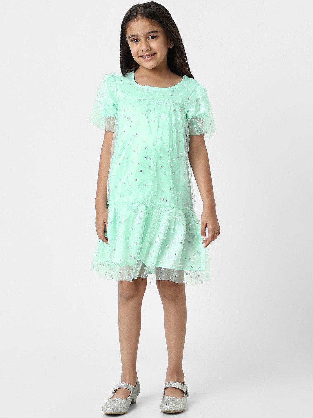 Buy Nauti Nati Embellished Puff Sleeve A Line Dress - Dresses for Girls ...