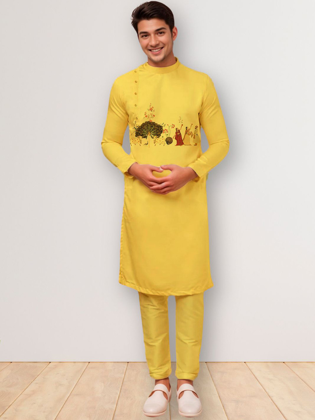 Buy DEVOILER Men Ethnic Motifs Printed Thread Work Kurta - Kurtas for ...