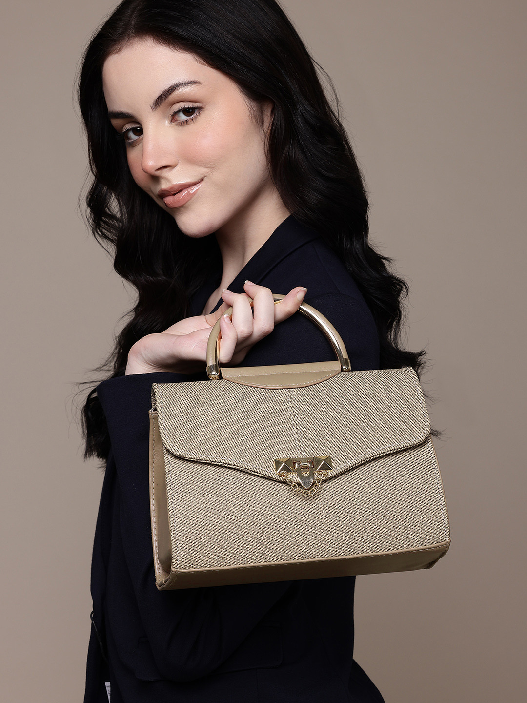 Buy French Connection Woven Design Structured Satchel - Handbags for ...