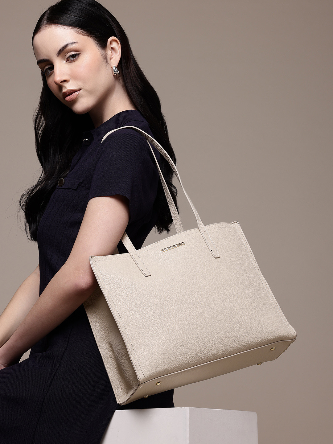 Buy French Connection Textured Structured Shoulder Bag - Handbags for ...
