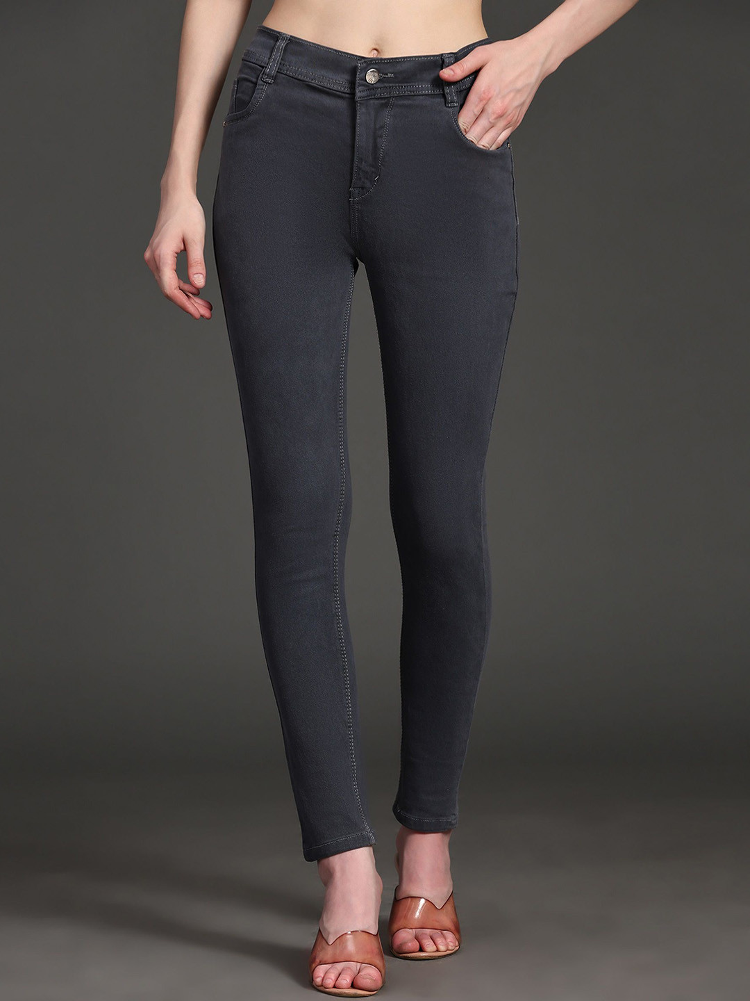 Buy JFH Women Comfort Skinny Fit Mid Rise Clean Look Stretchable Jeans ...