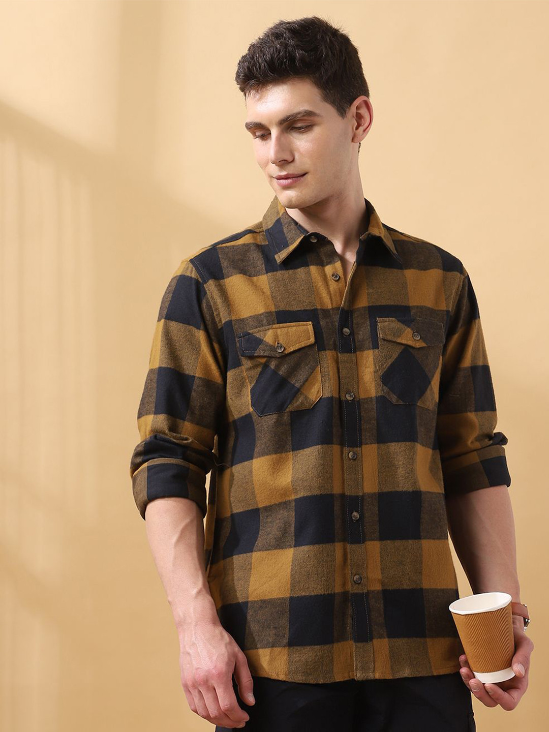 Buy Dennis Lingo Men Flannel Checks Spread Collar Cotton Casual Shirt - Shirts for Men 33310997 ...