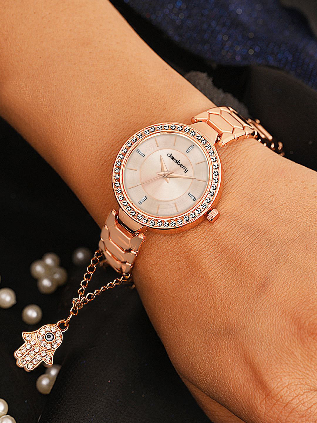 Buy Dressberry Women Embellished Round Dial Bracelet Style Strap ...
