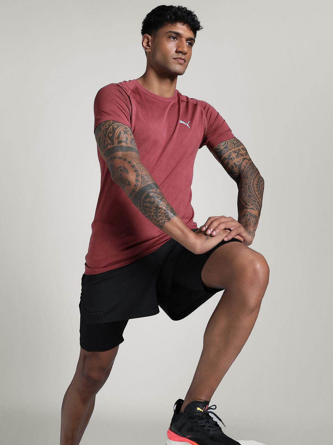 Buy Puma Train All Day Tech Brand Logo Printed Slim Fit Seamless T ...