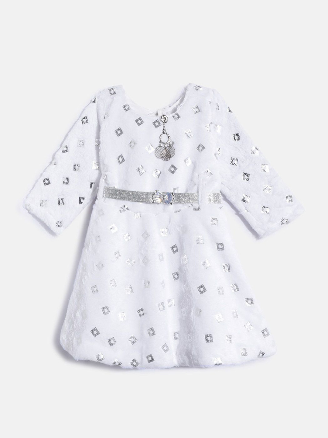 Buy Miss & Chief Girls Conversational Printed Woolen Belted Fit & Flare ...