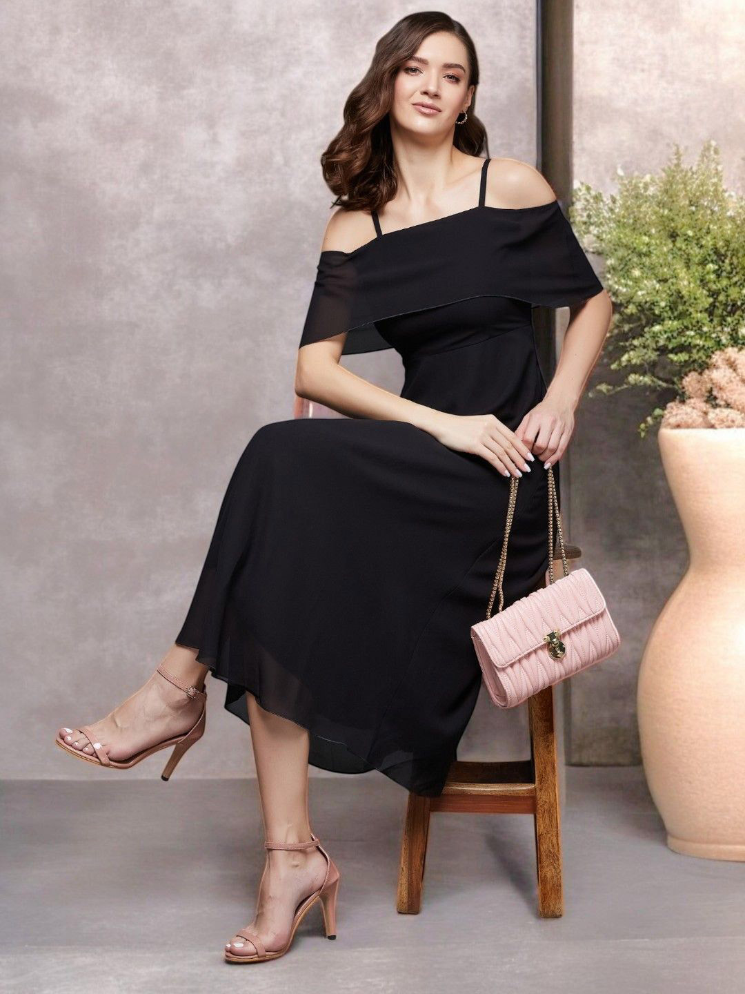 Buy Miss Chase Women Georgette Fit & Flare Midi Dress - Dresses for ...