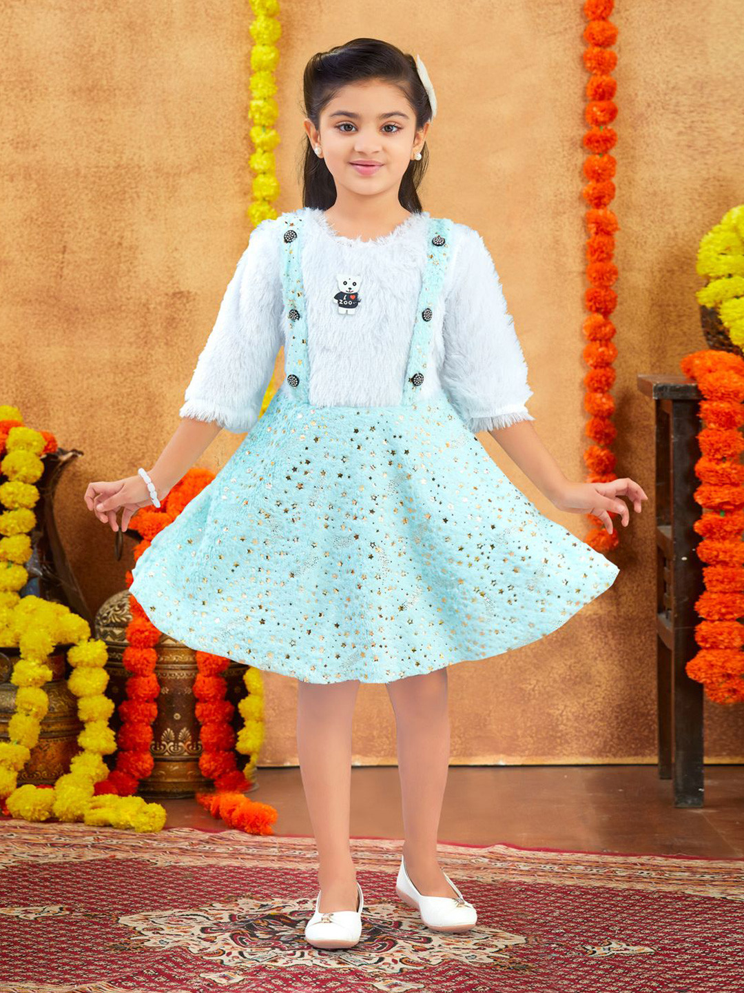 Buy Miss & Chief Girls Polka Dot Printed Woollen A Line Dress - Dresses ...