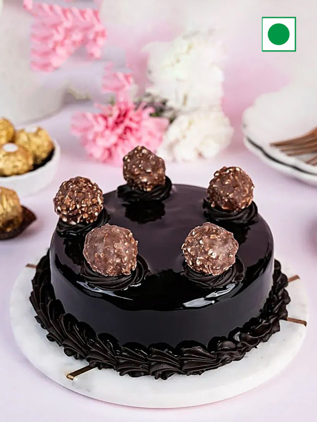 Buy Fnp Ferrero Rocher Truffle Flavour Eggless Round Shape Cake 500 G ...