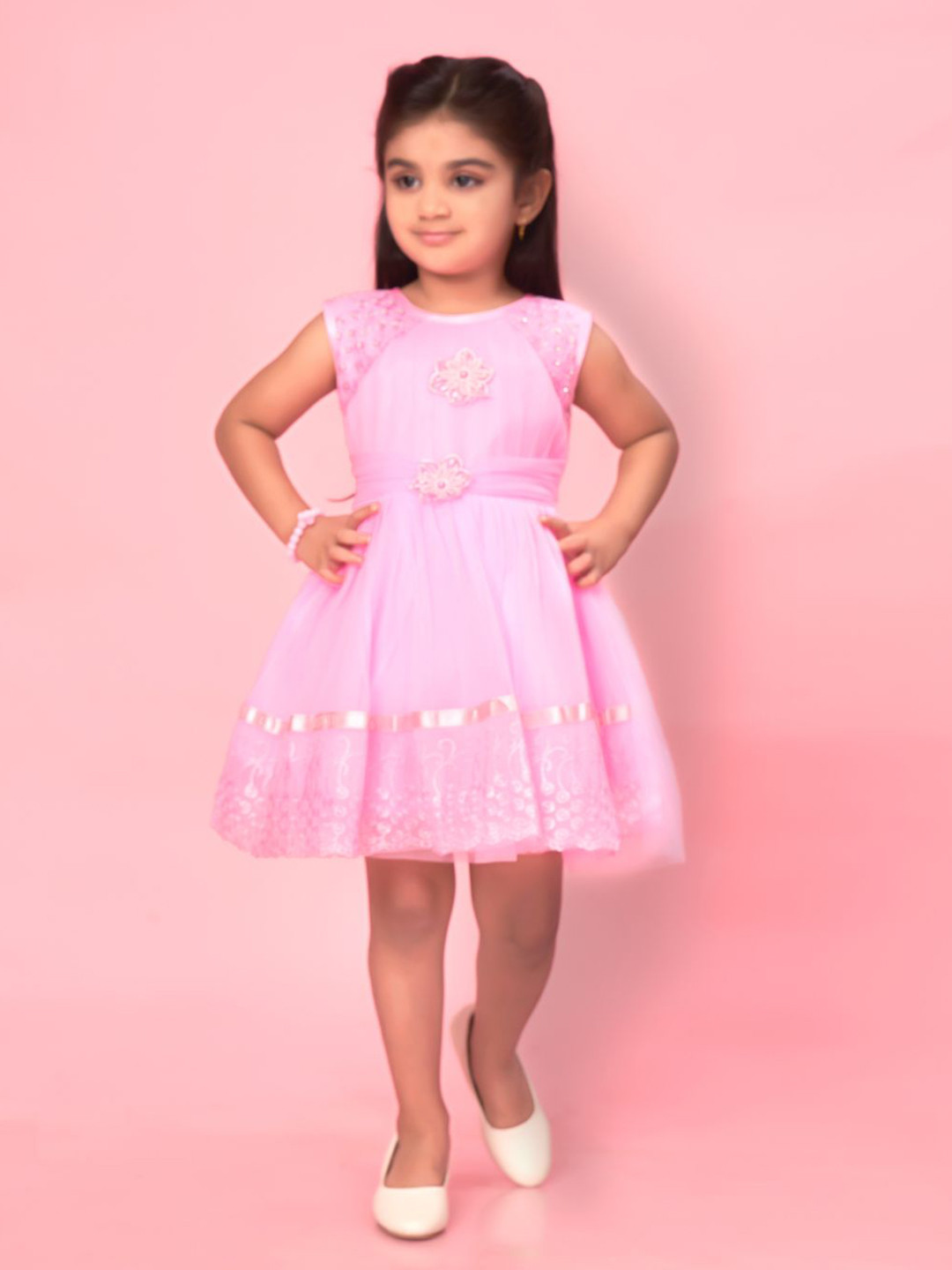 Buy Miss & Chief Girls Embellished Net Applique Detail Fit & Flare ...