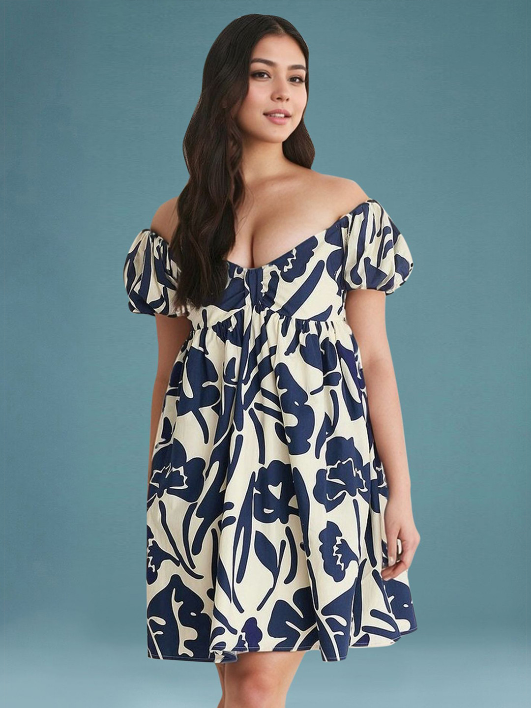 Buy ChicFlick Women Floral Print Off Shoulder Fit & Flare Above Knee ...