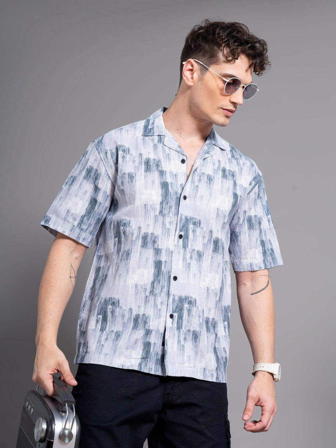 Buy PAUL STREET Men Relaxed Regular Fit Cuban Collar Abstract Printed ...