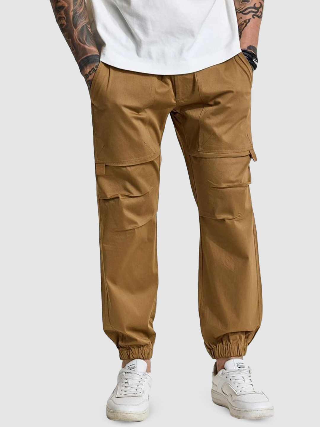 Buy Snitch Men Snitch Khaki Relaxed Fit Cargo Pants - Trousers for Men ...