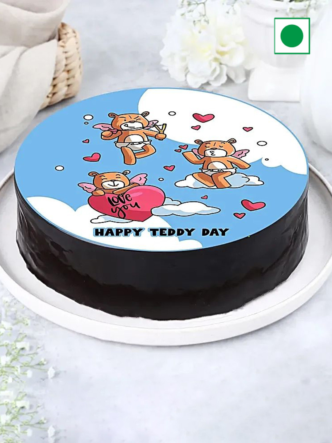 Buy Fnp Happy Teddy Day Chocolate Flavour Eggless Round Shape Cake 500 ...