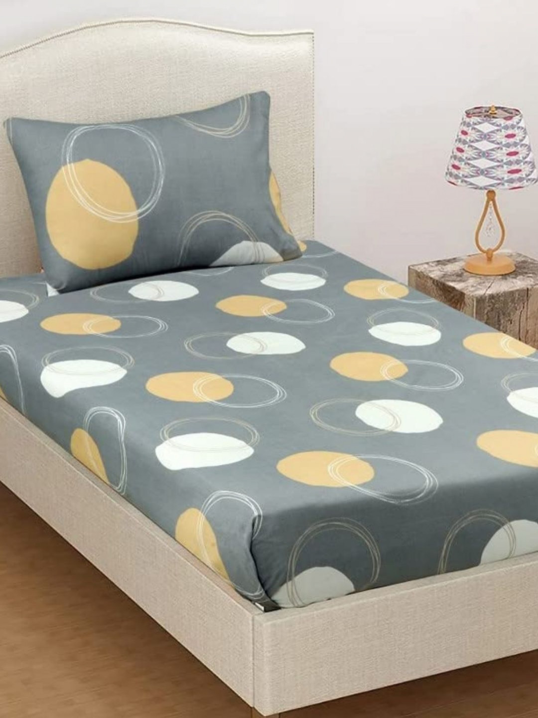 Buy VAS COLLECTIONS Valancia Grey Geometric Microfiber 210 TC Single ...