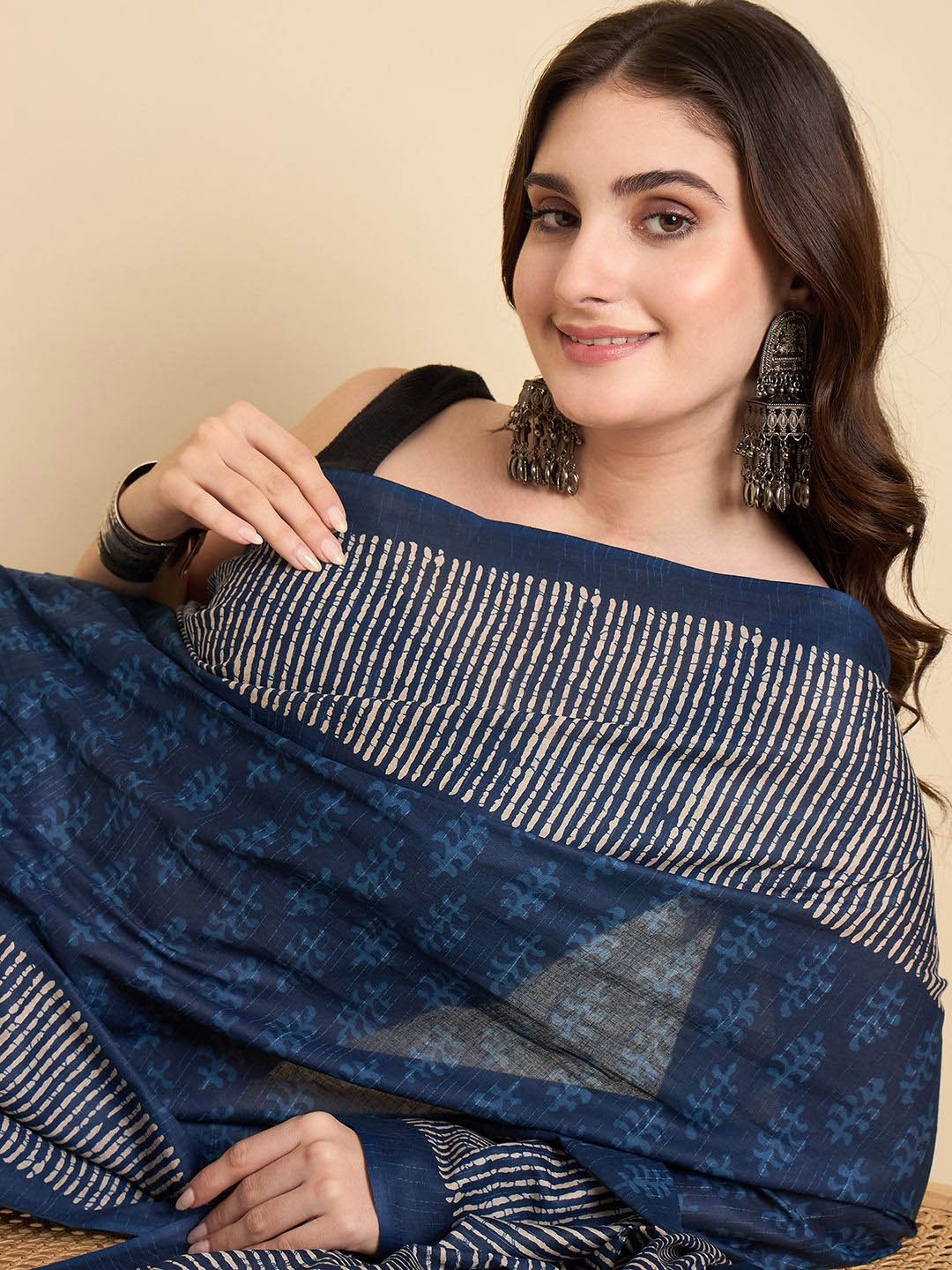 Buy Anouk Rustic Ethnic Motifs Printed Block Print Saree - Sarees for ...