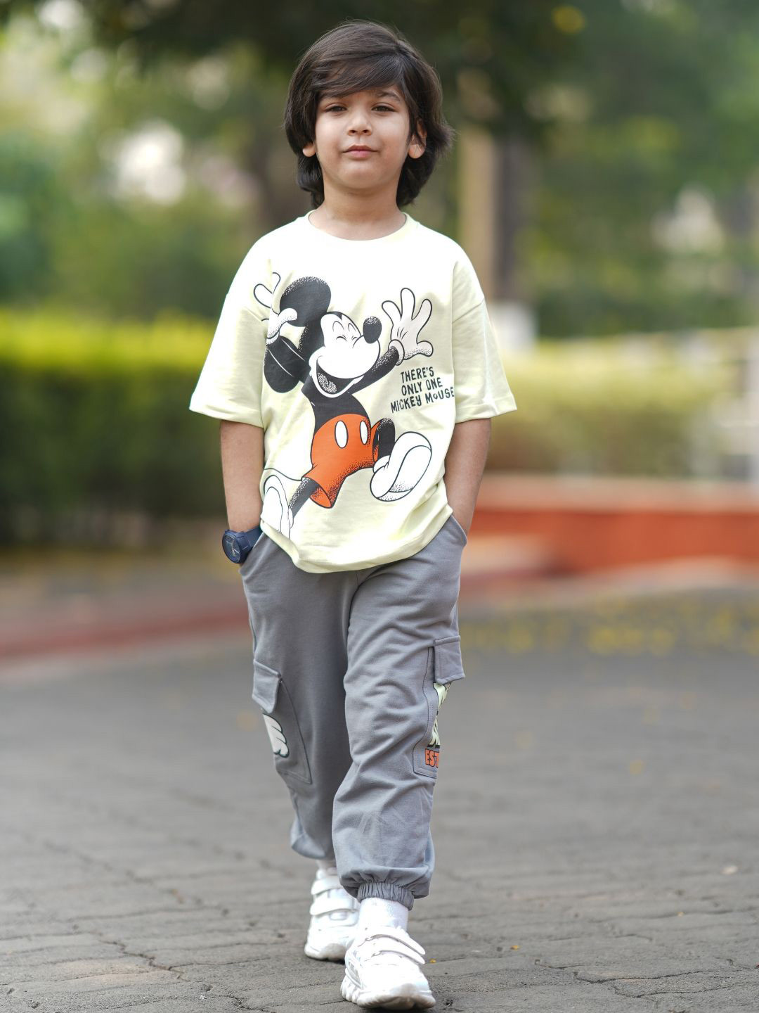 Buy Nap Chief Kids Unisex Mickey Mouse Printed Pure Cotton T Shirt With ...