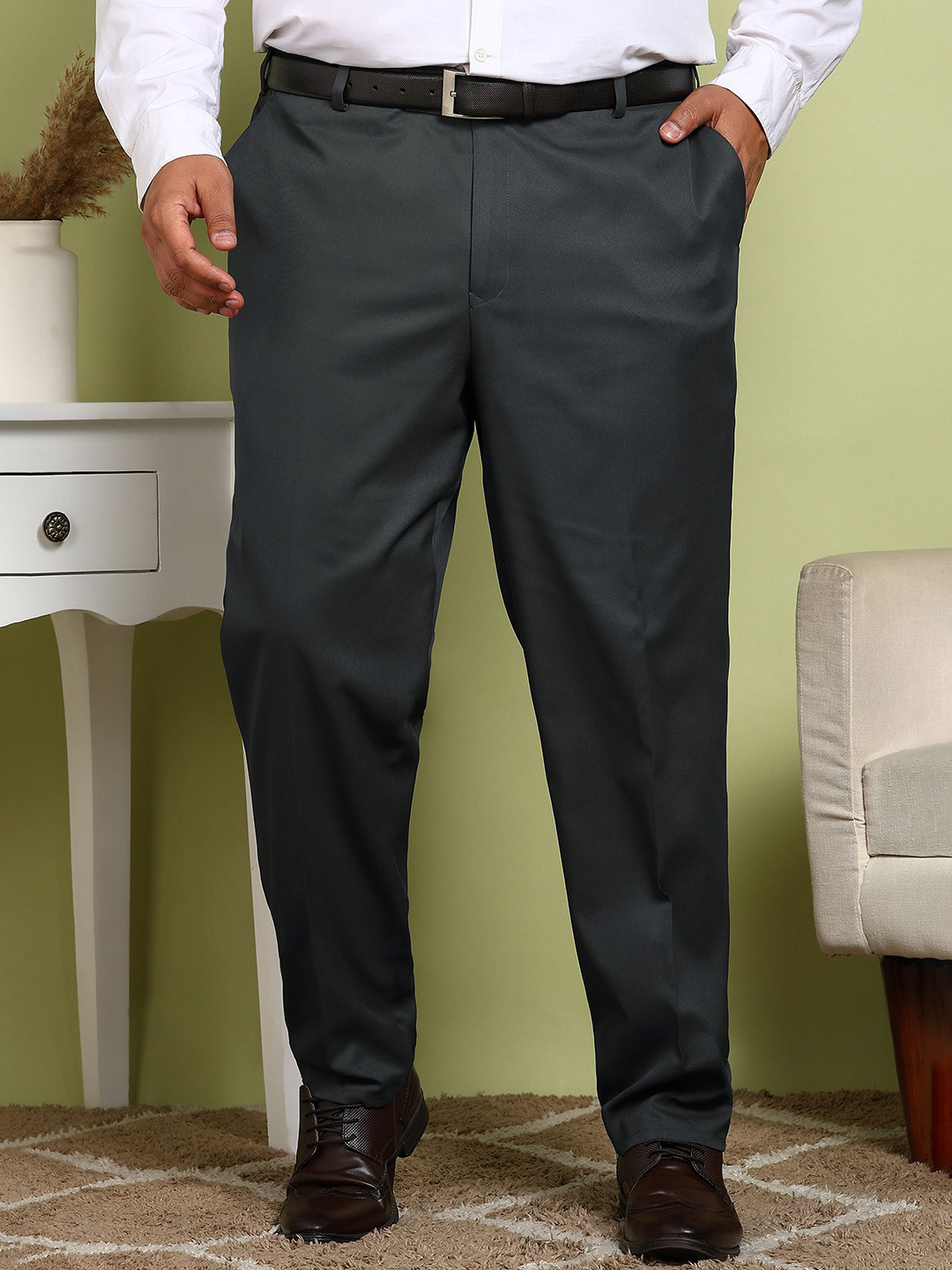 Buy ADWYN PETER Men Plus Size Formal Trousers - Trousers for Men ...
