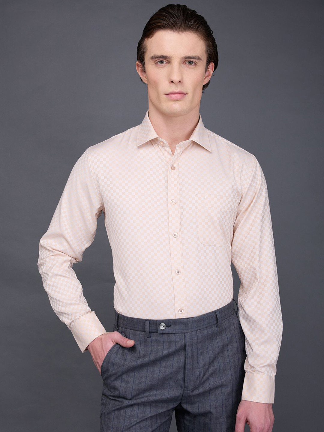 Buy Daniel Hechter Men Textured Spread Collar Cotton Casual Shirt ...