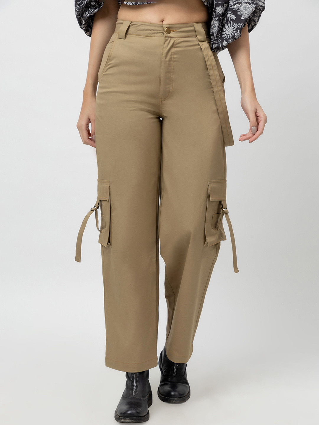 Buy 7OUNCE Women High Rise Cargos Trousers - Trousers for Women ...