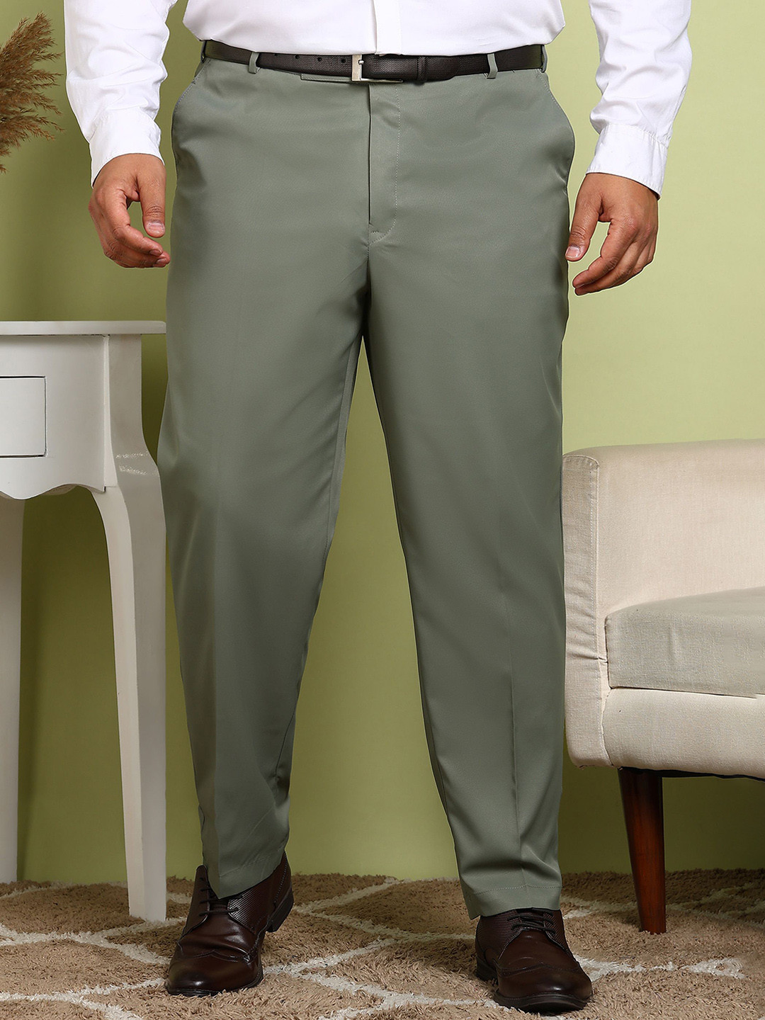 Buy ADWYN PETER Men Regular Fit Mid Rise Formal Trousers - Trousers for ...