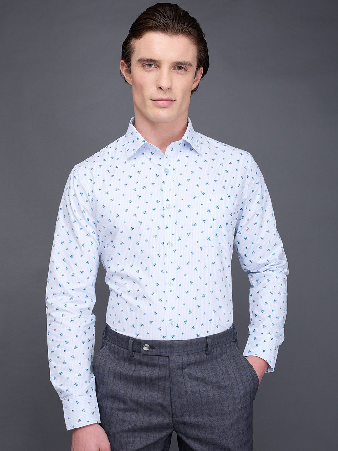 Buy Daniel Hechter Men Conversational Printed Spread Collar Cotton ...