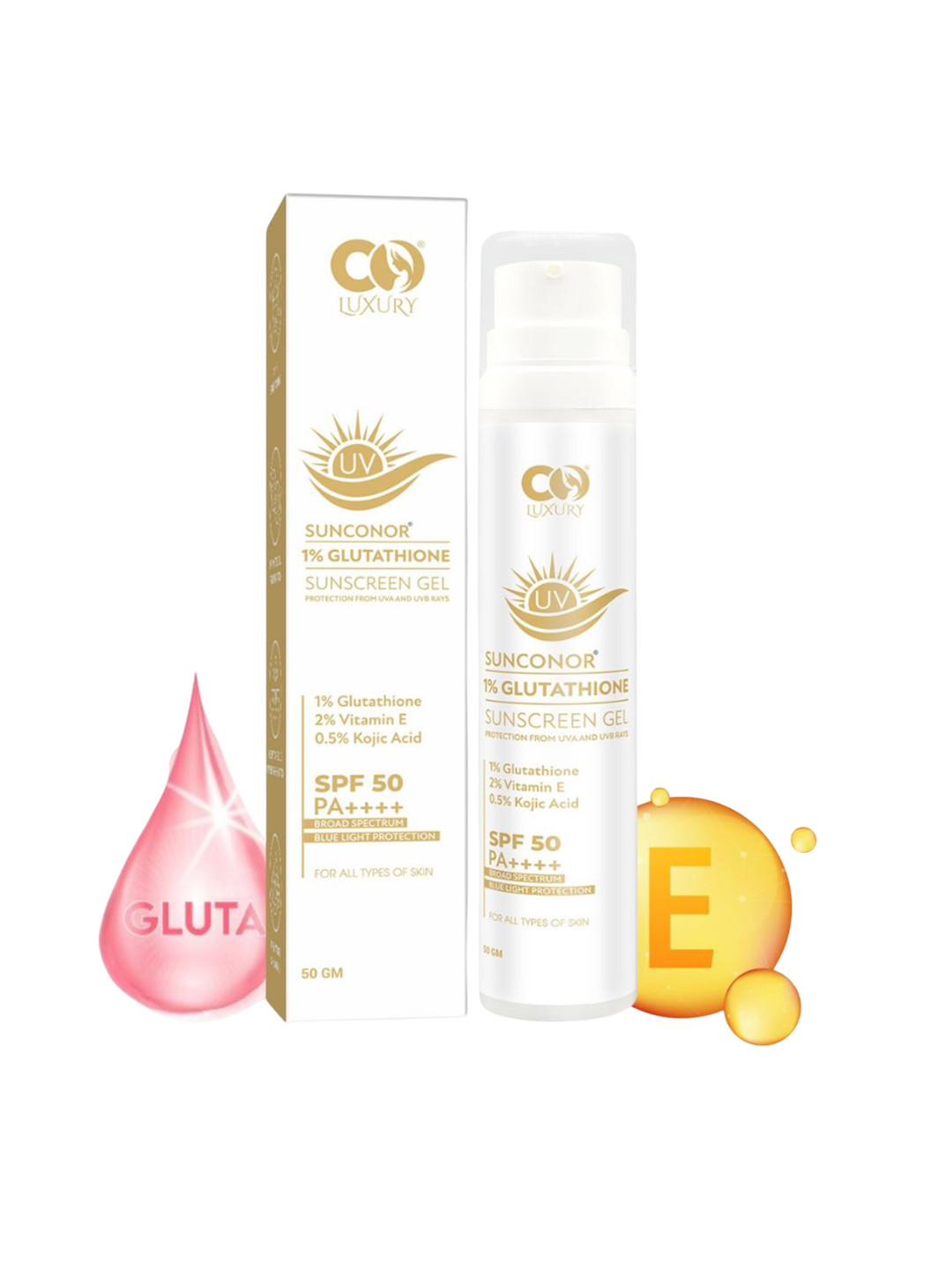Buy CO Sunconor 1% Glutathione Sunscreen Gel With SPF 50 PA++++ 50 G ...