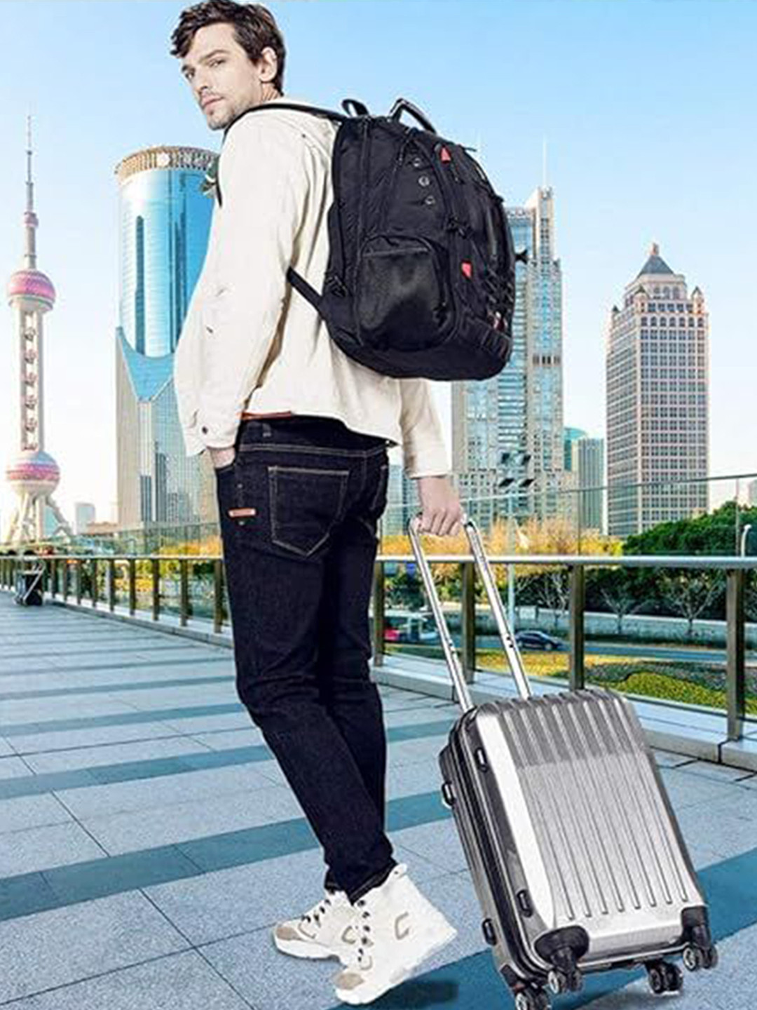 Buy Red Lemon Unisex Grey Swisslook Travel Laptop Bags Backpack 45L 15.6 Inch - Backpacks for ...