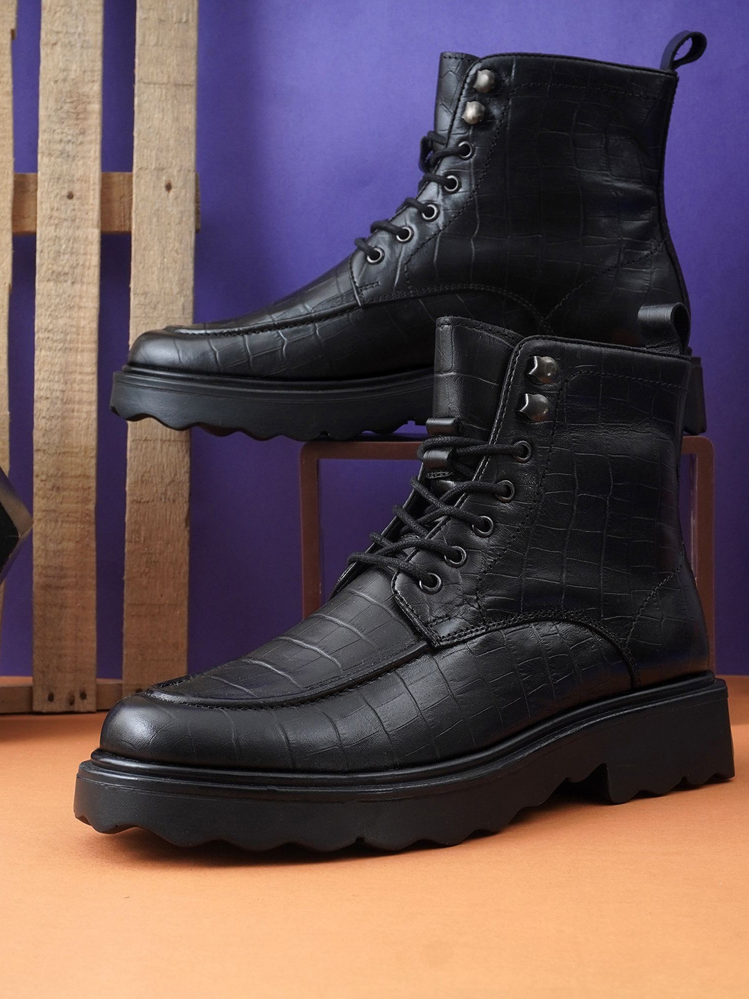 Buy NICO NERINI Men Textured Lace Up Boots - Boots for Men 33385303 ...