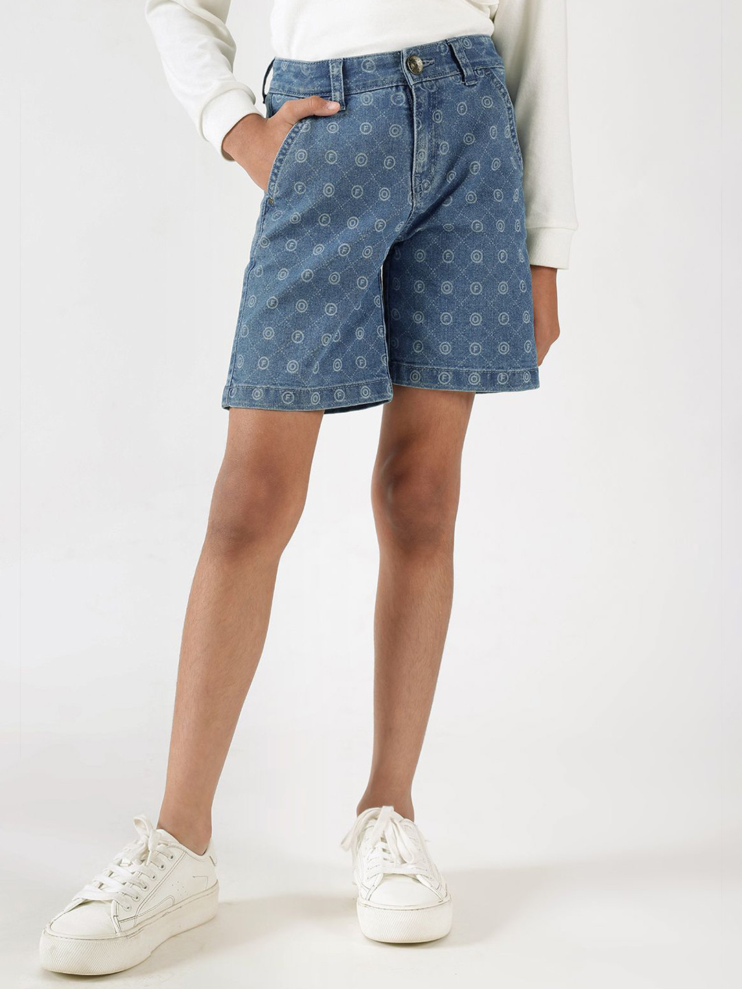 Buy One Friday Boys Blue Lazer Cut Printed Cotton Chino Shorts - Shorts ...