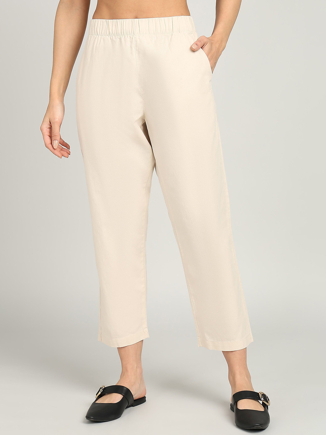 Buy Alan Jones Women Relaxed Fit Ankle Length Trousers - Trousers for ...
