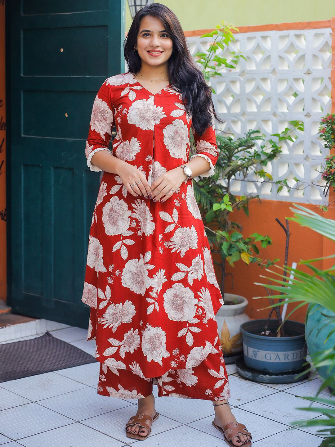Buy Vastara The Label Women Floral Printed Regular Pure Cotton Kurta ...