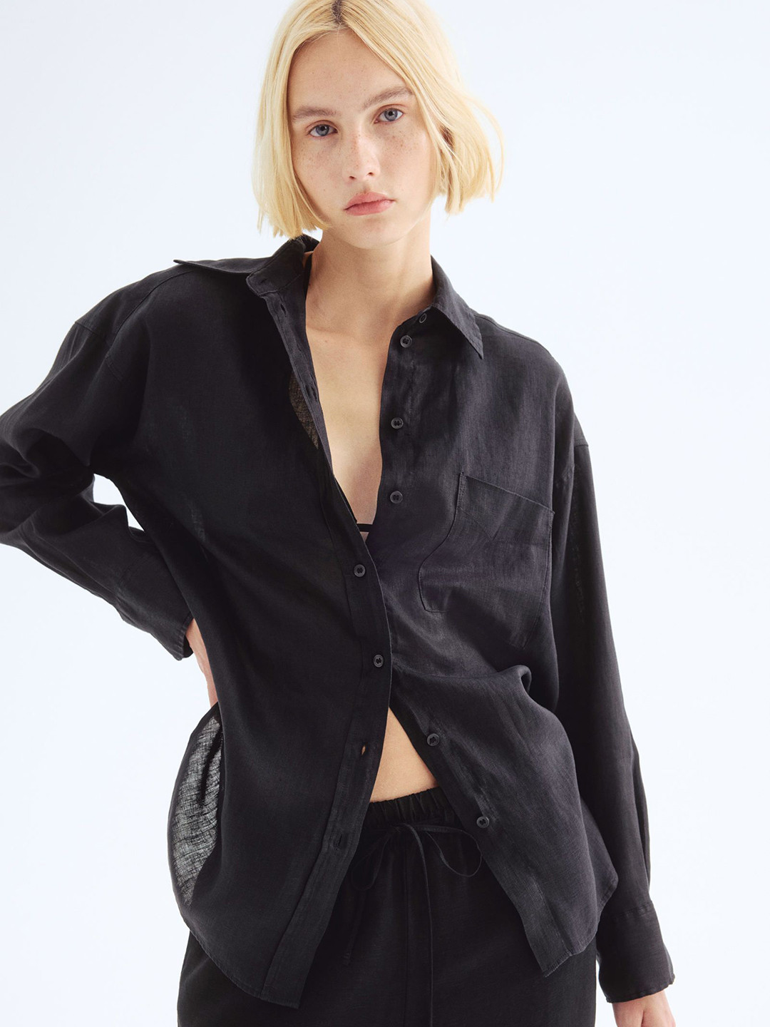 Buy H&M Oversized Linen Shirt - Shirts for Women 33382145 | Myntra