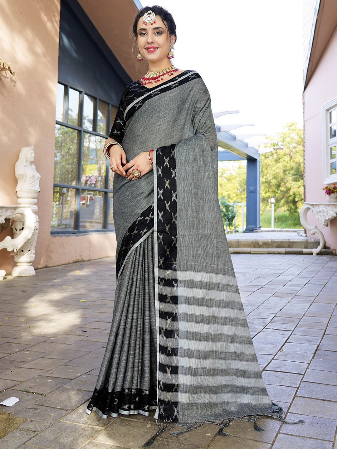 Buy Anouk Rustic Woven Design Zari Linen Blend Saree - Sarees for Women ...