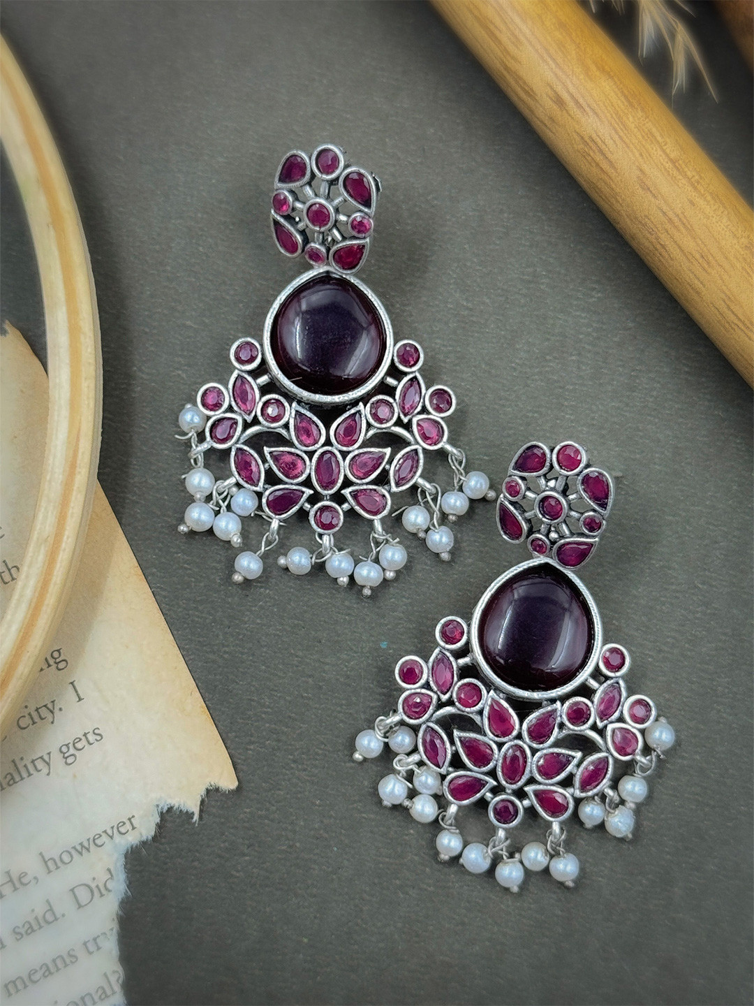 Buy NAMAN ARTS Silver Plated Artificial Stones Studded Contemporary ...