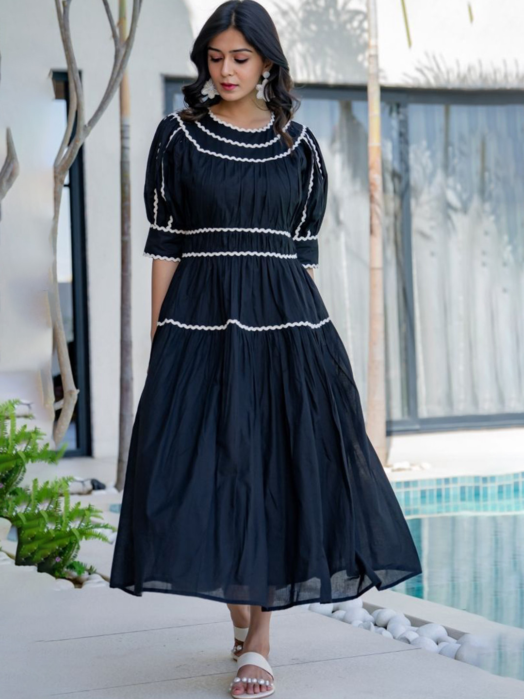 Buy HOUSE OF JAMOTI Women Soot Black Lacious Dress - Dresses for Women ...