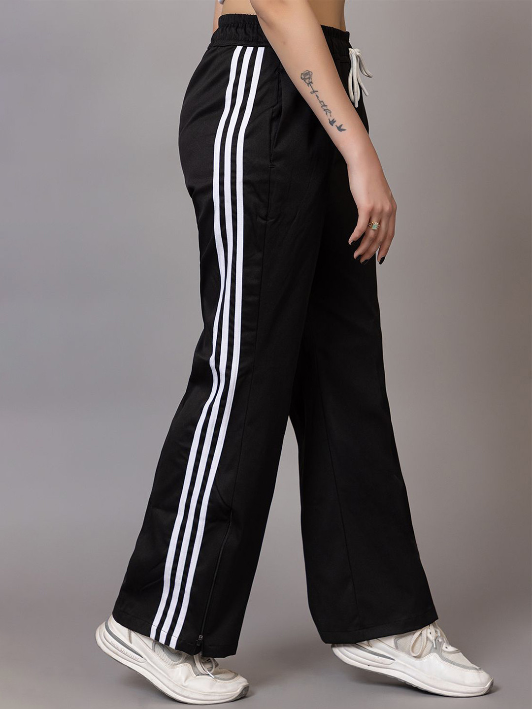 Buy BAYSTREET Women Striped Mid Rise Track Pant With Zipper - Track ...