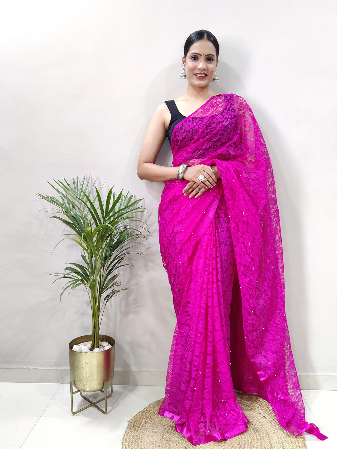 Buy HERE&NOW Woven Design Net Saree - Sarees for Women 33032224 | Myntra
