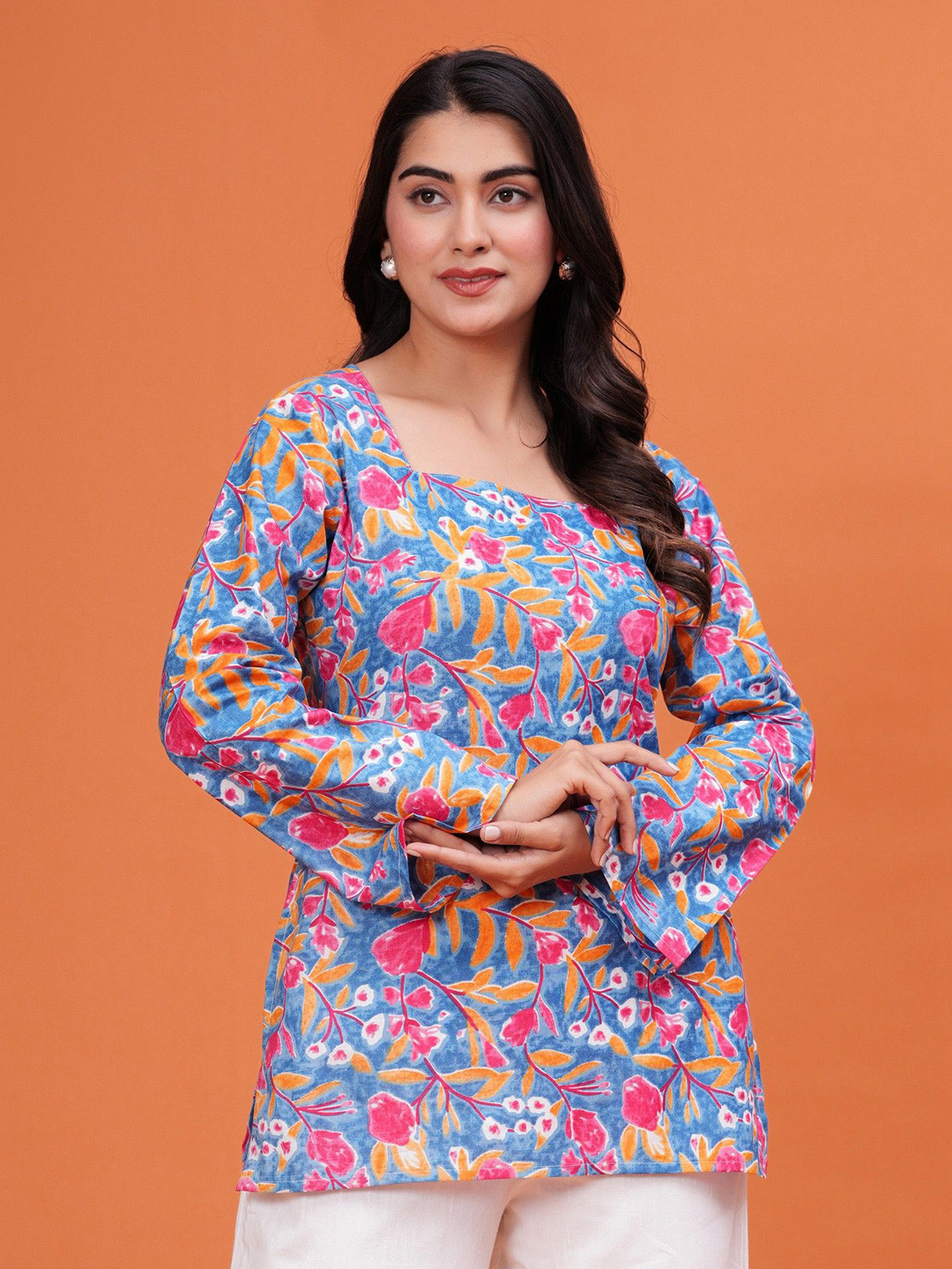 Buy UT Venero Floral Printed Square Neck Cotton Kurti - Kurtis for ...