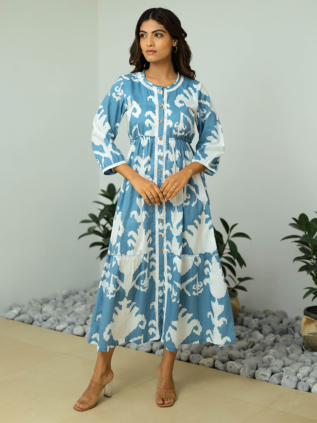 Buy Label Reyya Women Cotton Floral Printed A Line Dress - Dresses for ...