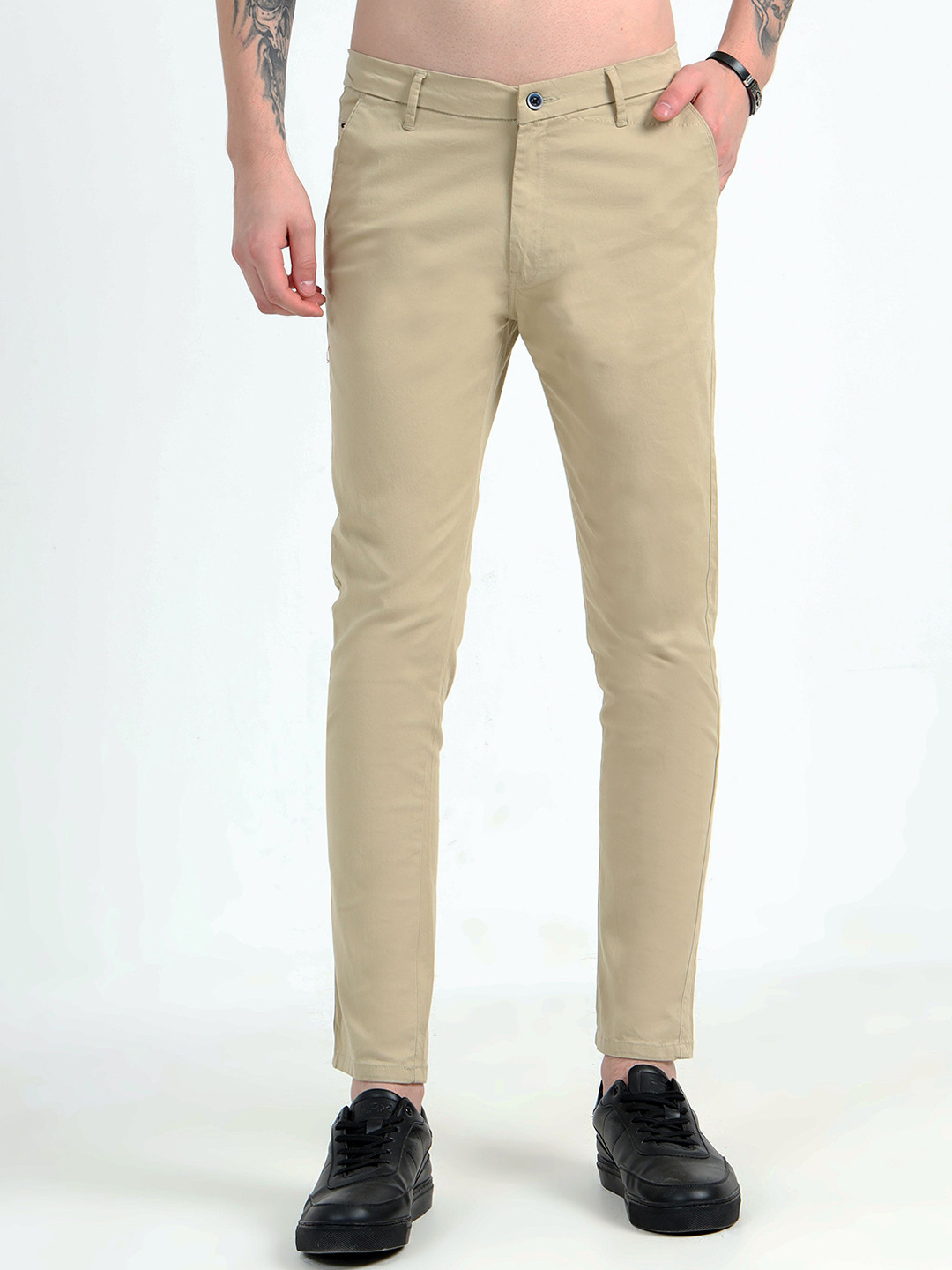 Buy U.S. PITCHERS Men Slim Fit Low Rise Chinos Trousers - Trousers for ...