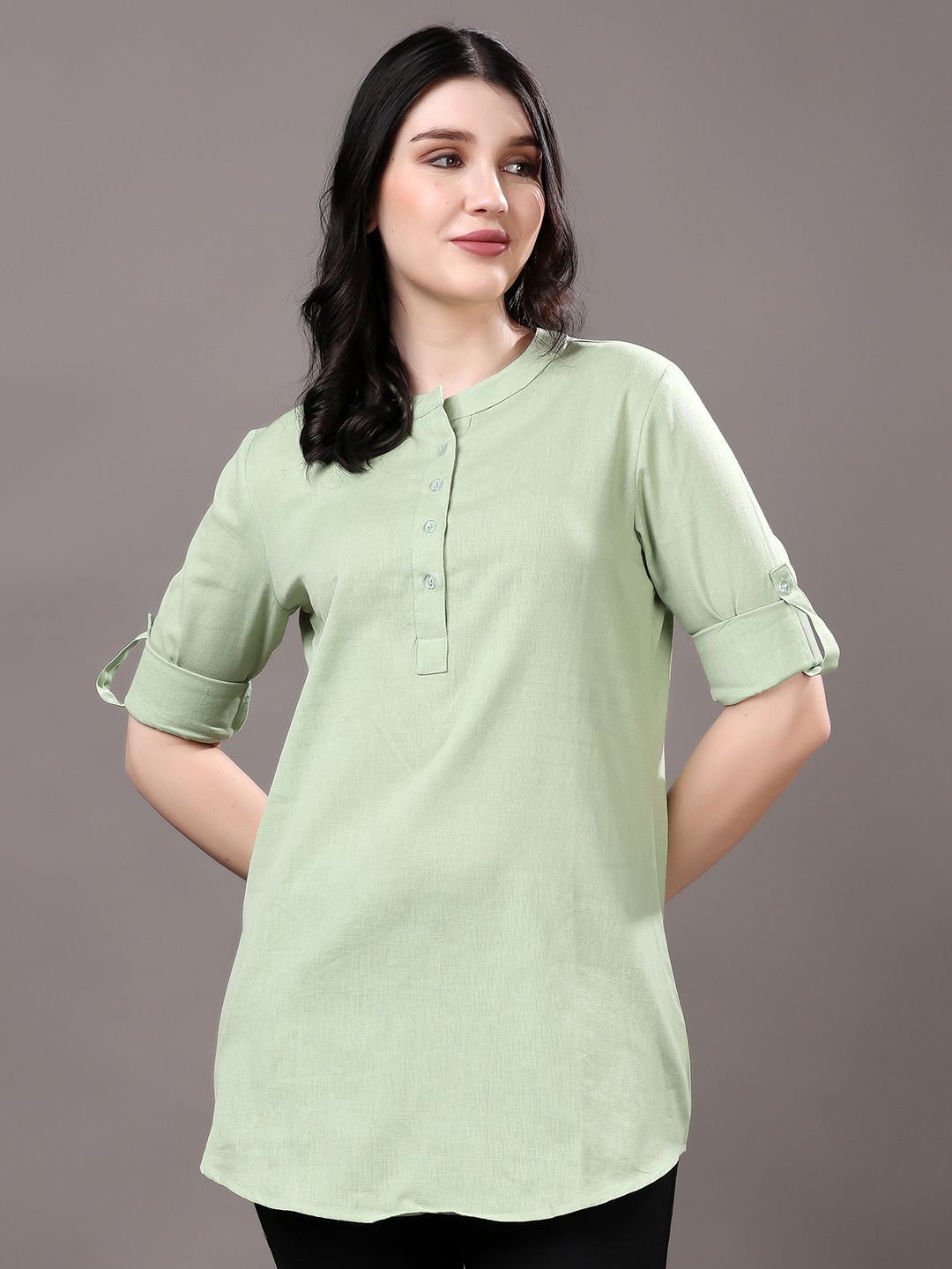 Buy Moda Rapido Women Cotton Mandarin Collar Tunic - Tunics for Women ...