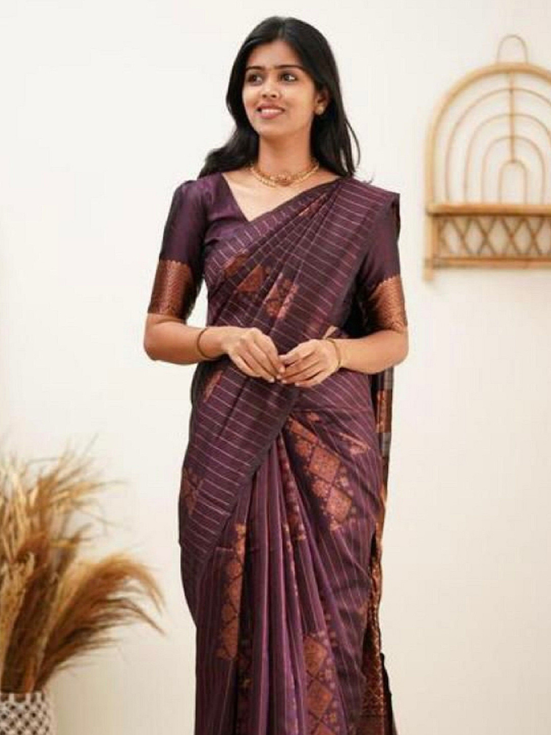 Buy SHOP DROP Woven Design Zari Silk Blend Mysore Silk Saree - Sarees ...