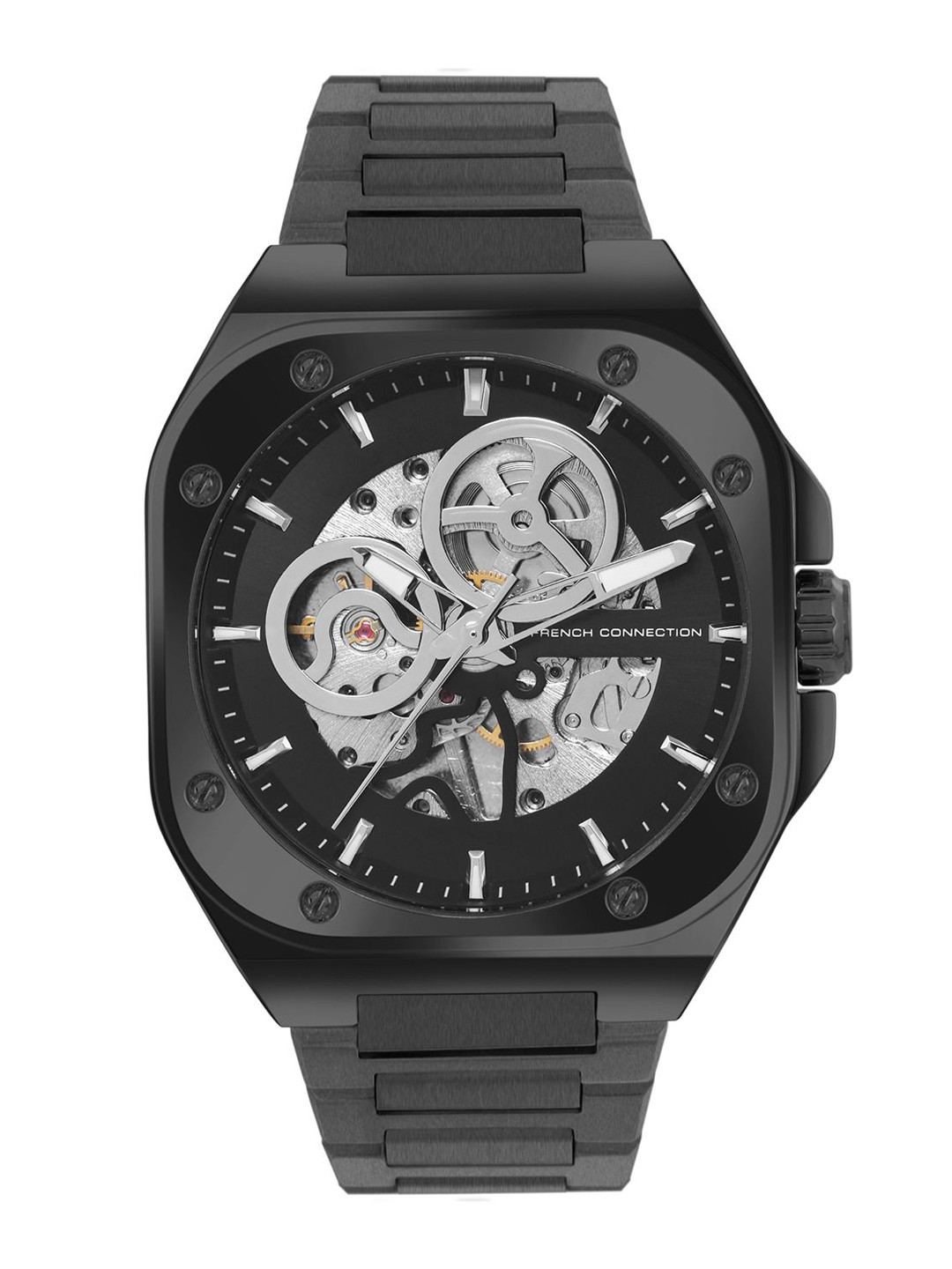 Buy French Connection Men Skeleton Dial & Stainless Steel Mechanical ...