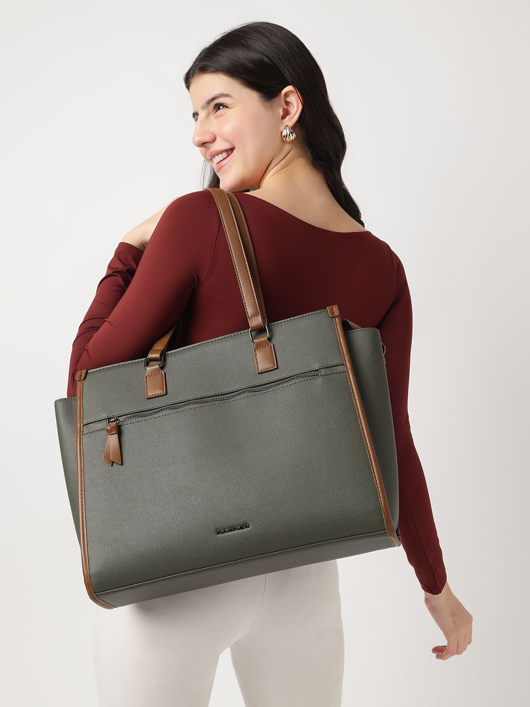 Buy Fastrack Women WorkEase Structured Laptop Tote Bag - Laptop Bag for ...